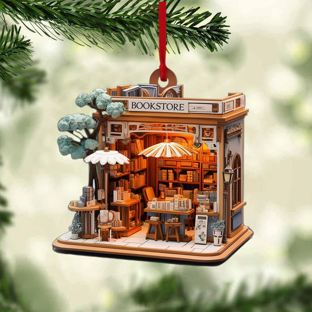 Christmas Bookstore Ornament - Perfect Gift For Book Lovers – WAVAO