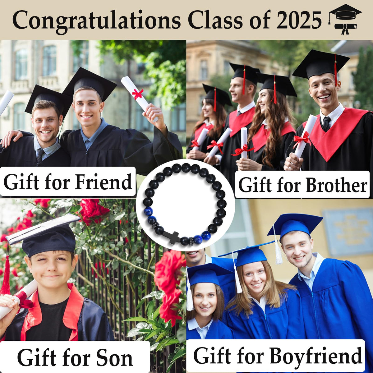2025 Graduation Cross Bracelet for Men – 5th Grade to College Gift wit ...